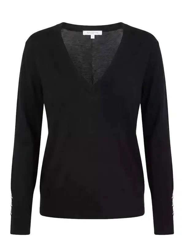 Patrizia Pepe V-neck Wool Sweater - Black