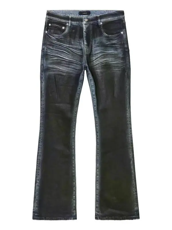 PURPLE BRAND P004 Dirty-coated Flared Jeans - Black