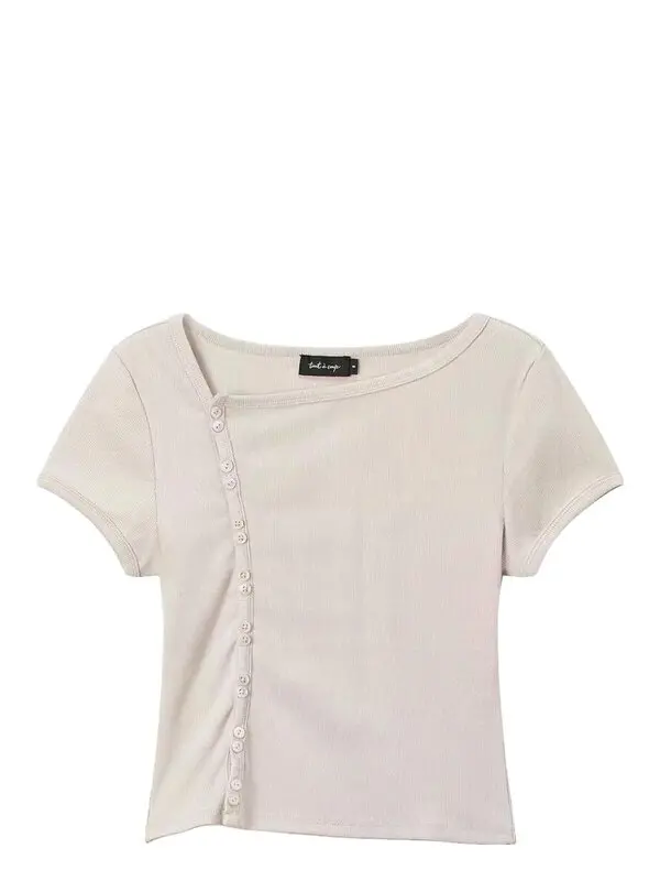 TOUT A COUP Asymmetric Button-fastening T-shirt - Neutrals