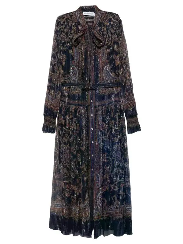 SELF-PORTRAIT Paisley-print Pussy-bow Maxi Dress - Blue