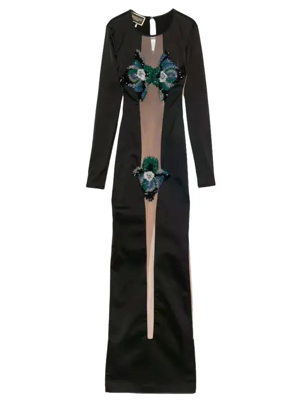 MITILIANE COUTURE Floral-embellished Cut-out Maxi Dress - Black