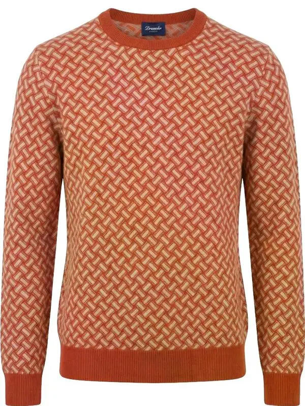 DRUMOHR Geometric-pattern Cashmere Sweater - Orange