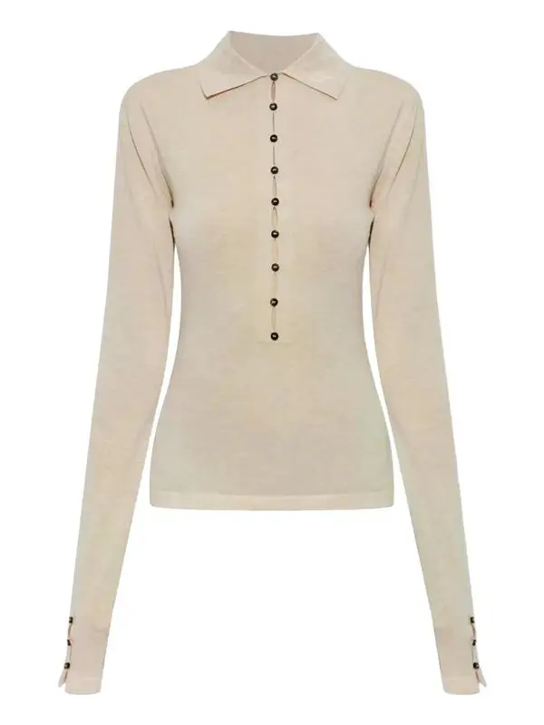 Jacquemus The Merino Long-sleeve Polo Shirt - Neutrals