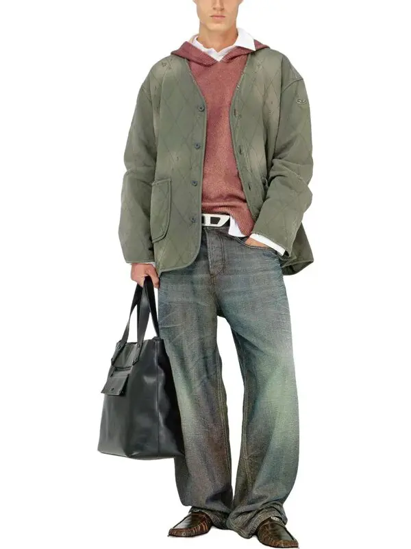DIESEL® Distressed Quilted Liner Jacket - Green