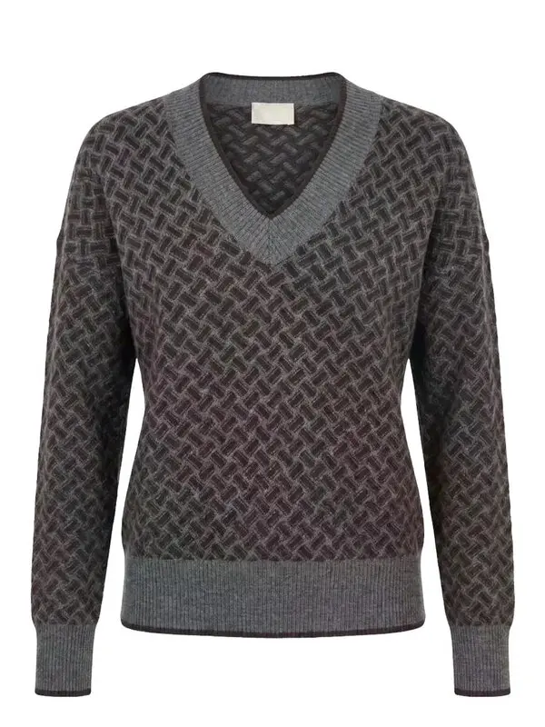 DRUMOHR Geometric-pattern V-neck Sweater - Brown