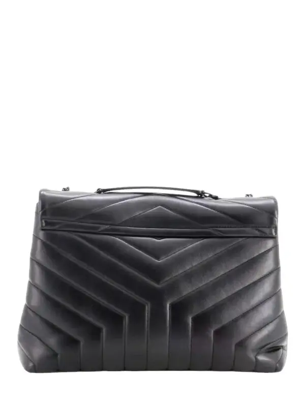Saint Laurent Loulou Matelasse Chevron Leather Medium Shoulder Bag - Black