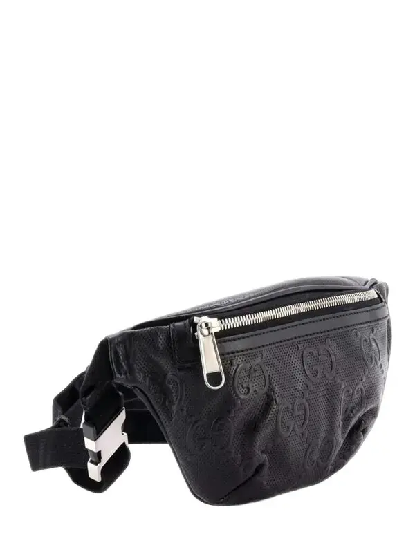 Gucci Gg Embossed Perforated Leather Small Belt Bag - Black