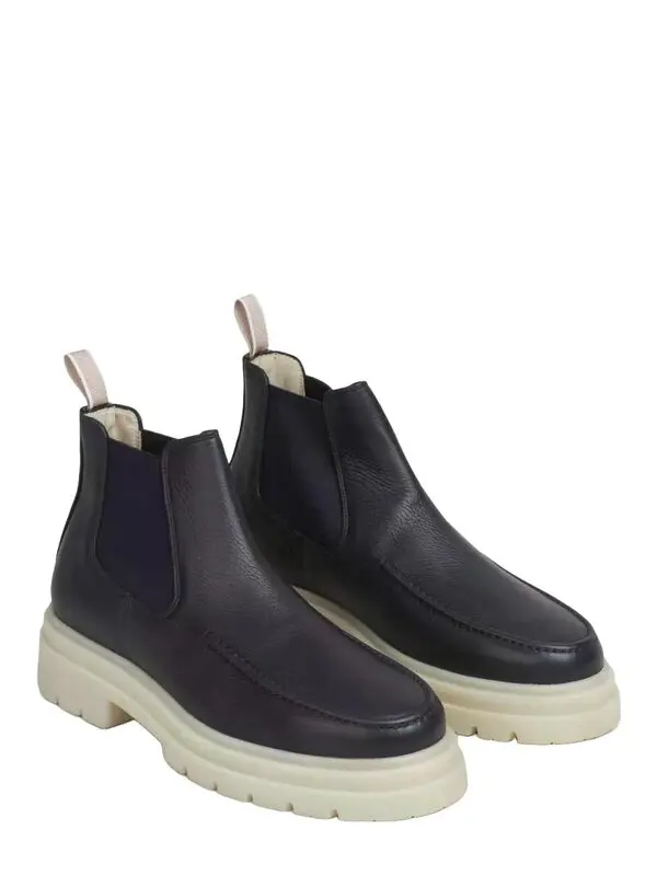 AURELIEN Grained Leather Chelsea Boots - Blue