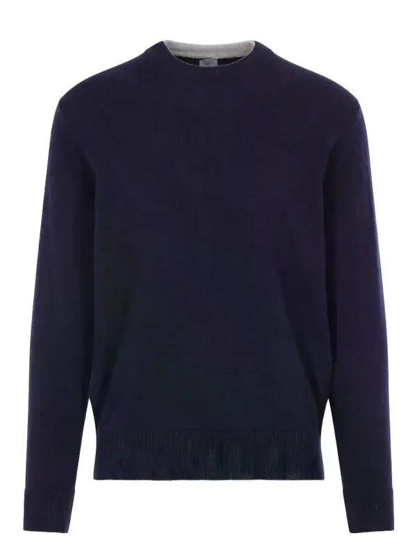 Eleventy Contrast-trim Crew-neck Sweater - Blue