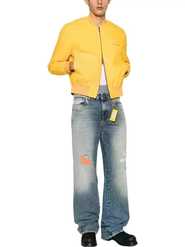 PDF Distressed Graphic-print Jeans - Blue