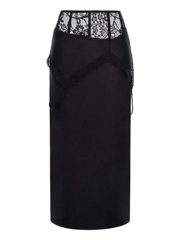 SEEN USERS Trousseau Lace-panelled Midi Skirt - Black