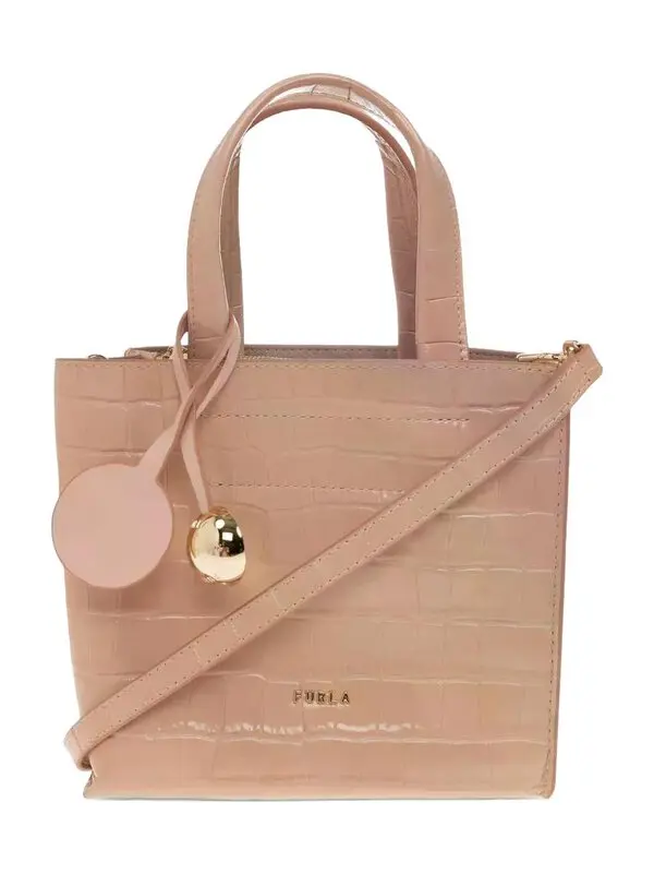 Furla Divide Croc-effect Leather Mini Bag - Neutrals