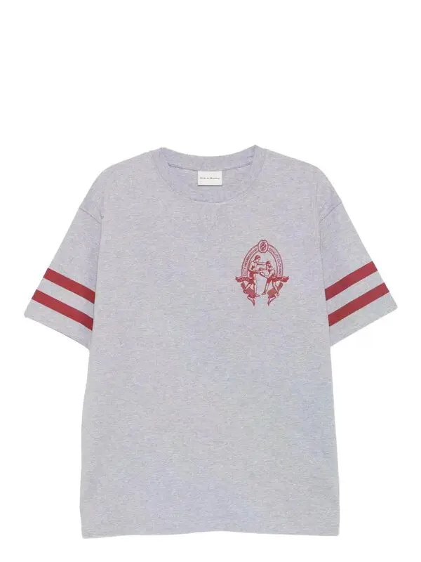 Drole De Monsieur Boxers Graphic-print Striped-sleeve T-shirt - Grey
