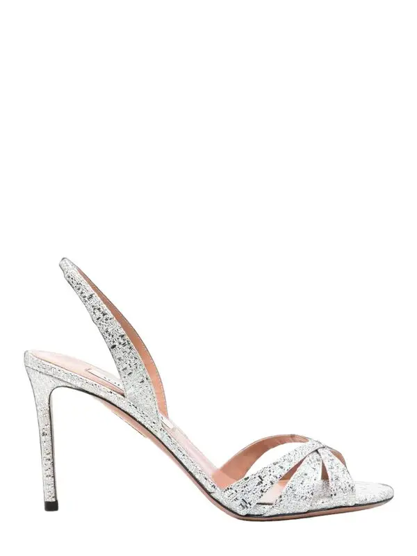AQUAZZURA Metallic-effect Slingback Sandals - Silver