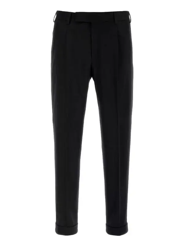 PT TORINO Pleated Turn-up Trousers - Black