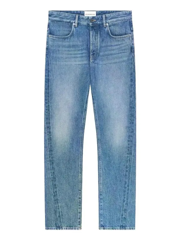Givenchy Couture Seam Straight Fit Shadow Washed Jeans - Blue