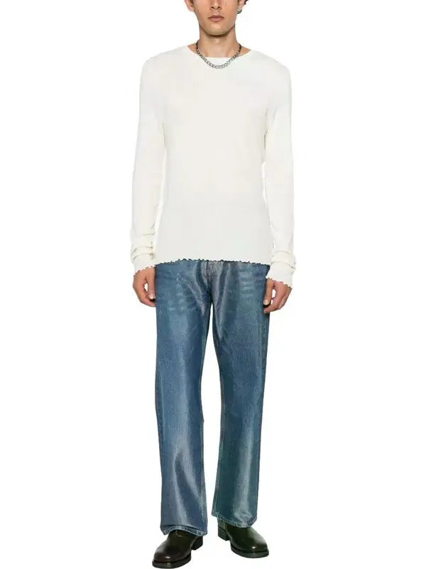 Our Legacy Long-sleeve Lettuce-hem T-shirt - Neutrals