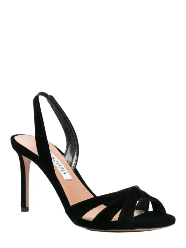 AQUAZZURA Velvet Slingback Sandals - Black