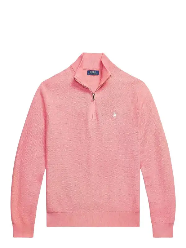 Polo Ralph Lauren Quarter-zip Embroidered-logo Sweater - Pink