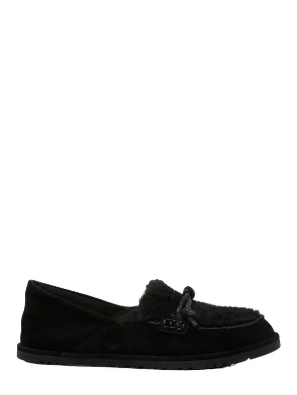 UGG Zora Shearling-trim Bow Loafers - Black