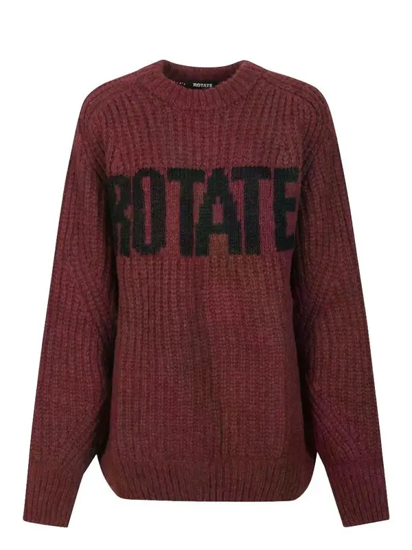 ROTATE BY BIRGER CHRISTENSEN Logo-intarsia Chunky-knit Sweater - Red