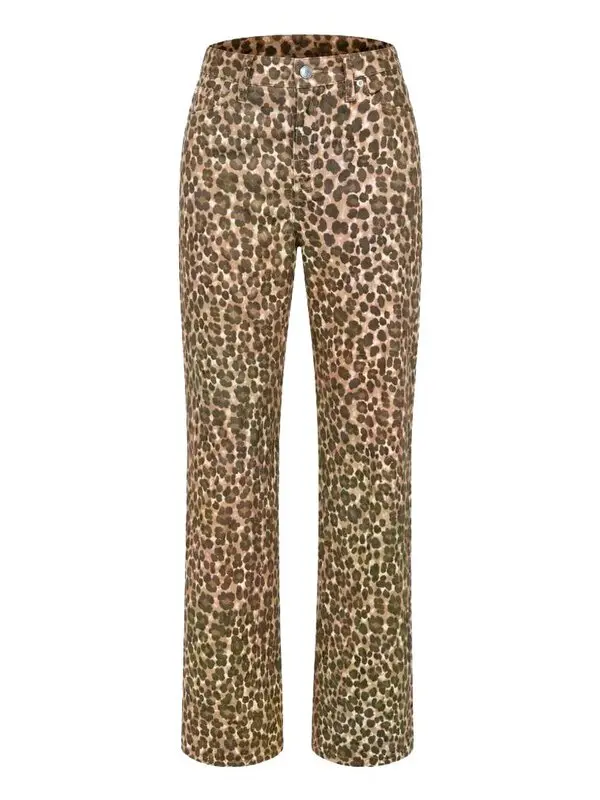 Dkny Leopard-print Straight-leg Jeans - Neutrals