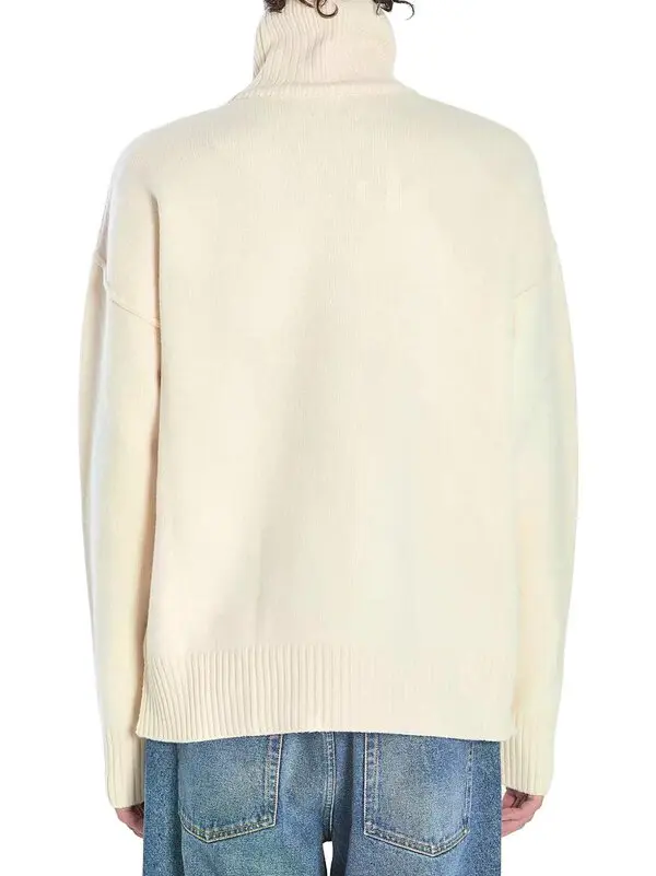 AMI Paris De Coeur Turtleneck Sweater - Neutrals