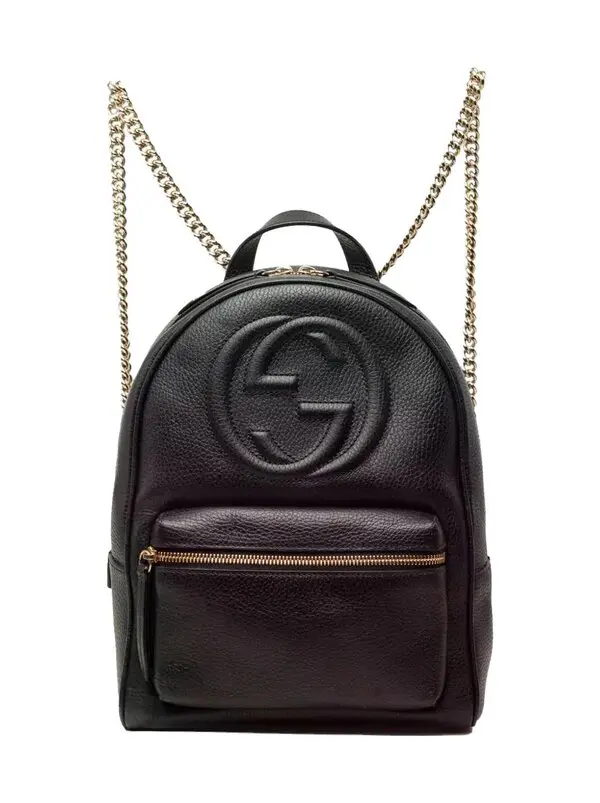 Gucci 2000-2015 Pebbled Calfskin Soho Chain Backpack - Black