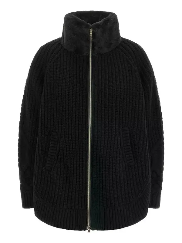 Herno Braided-knit Ribbed Jacket - Black