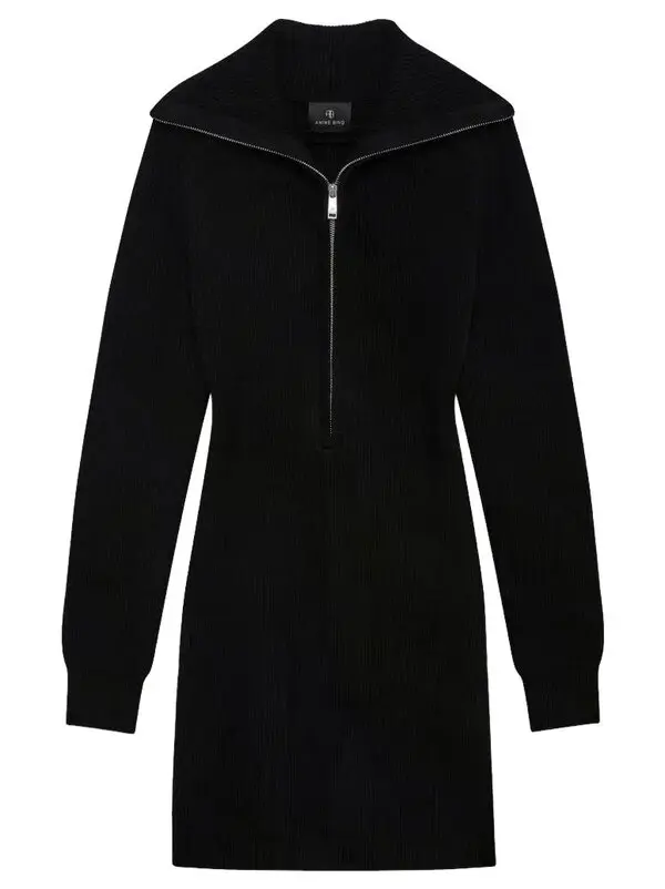 ANINE BING June Trucker-collar Dress - Black