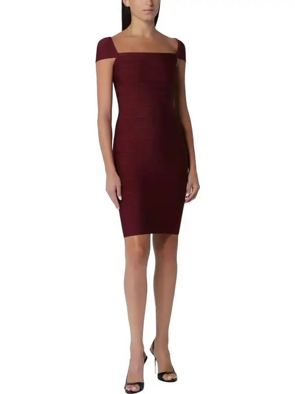 ROTATE BY BIRGER CHRISTENSEN Midi Fitted Knit Dress Dark - Red