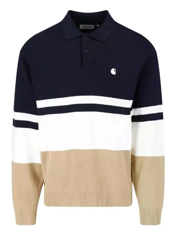 Carhartt Work In Progress L/s Austin Colour-block Polo Sweater - Blue