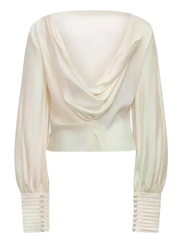 STOLEN STORES Kaia Draped-back Long-sleeve Blouse - Neutrals
