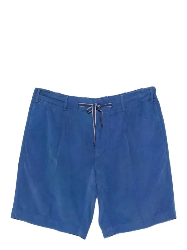 SANTANIELLO Pleated Corduroy Shorts - Blue