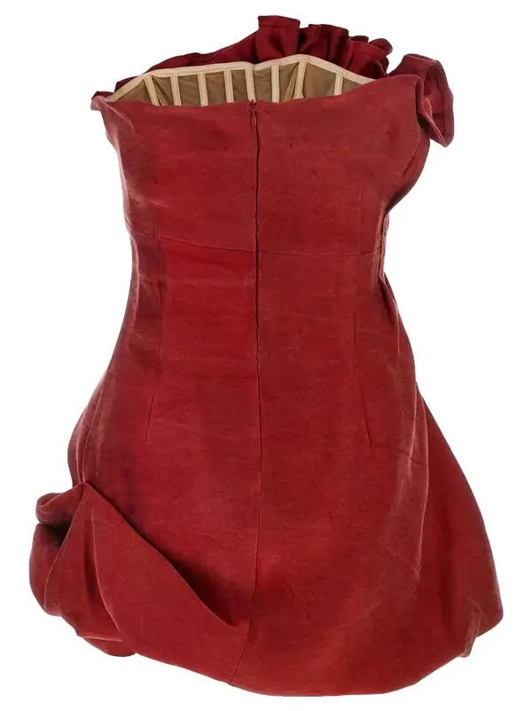 Magda Butrym Pleated Asymmetrical Mini Dress - Red