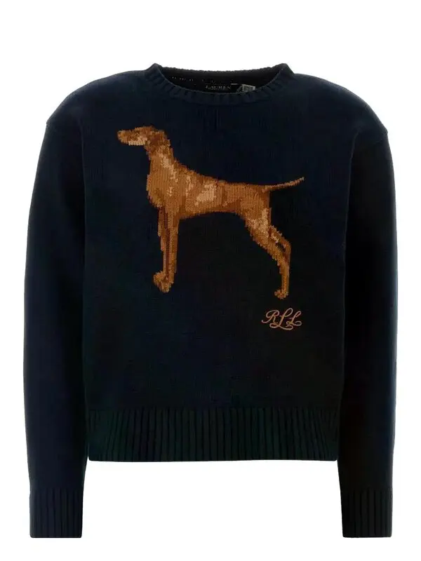 Polo Ralph Lauren Intarsia-knit Vizsla Cotton Sweater - Blue