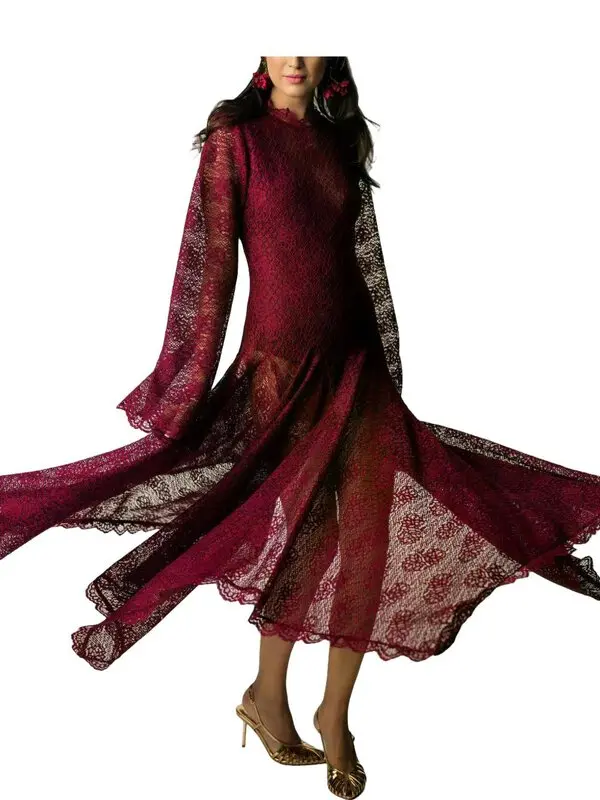 MIAU BY CLARA ROTESCU Capri Long-sleeve Maxi Dress - Red