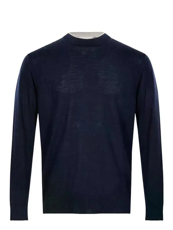 Eleventy Contrast-trim Fine-knit Sweater - Blue