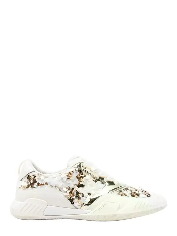 Liu Jo Sequin-embellished Leather Sneakers - Neutrals
