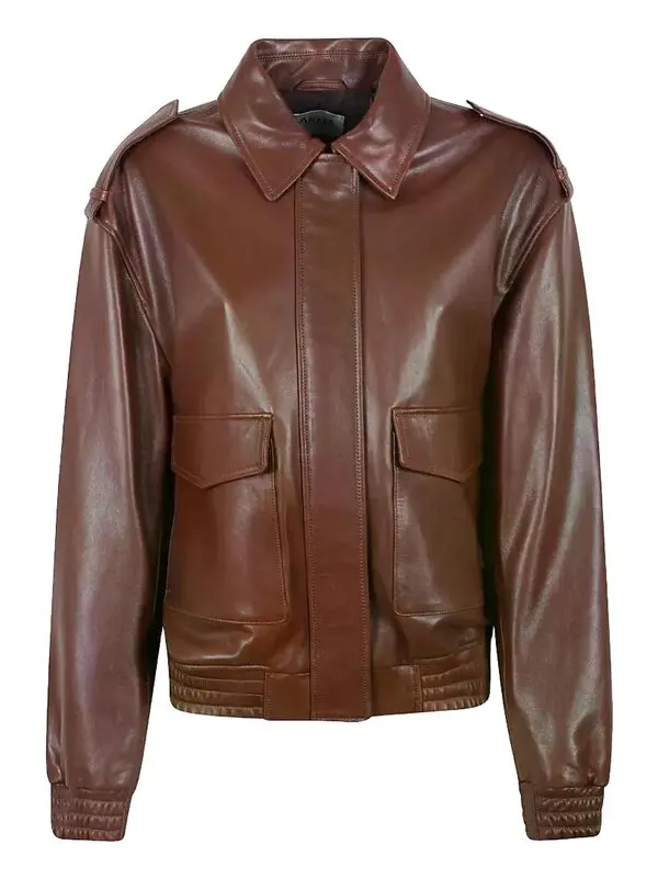 ARMA Astra Epaulette Leather Jacket - Brown