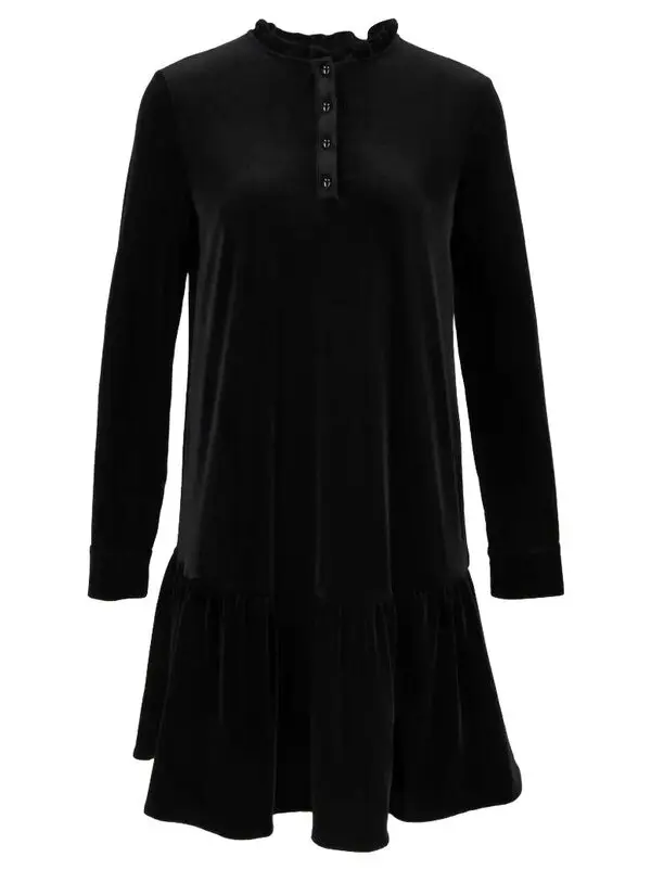 Emporio Armani Ruffled Velvet-finish Mini Dress - Black
