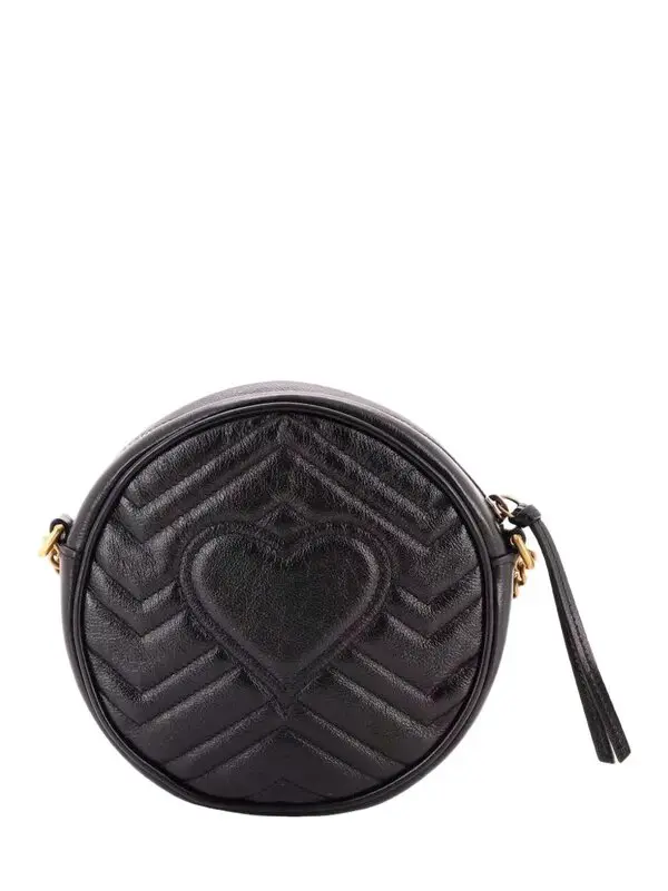 Gucci Gg Marmont Round Shoulder Bag Matelasse Leather Mini Crossbody Bag - Black