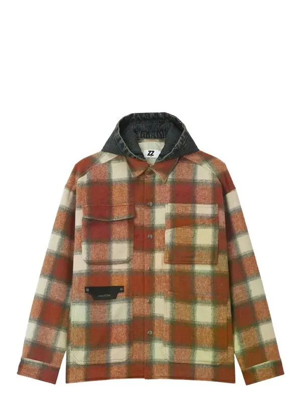 Izzue Check Hooded Jacket - Orange