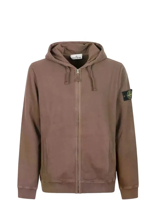Stone Island Zip-up Hoodie - Brown