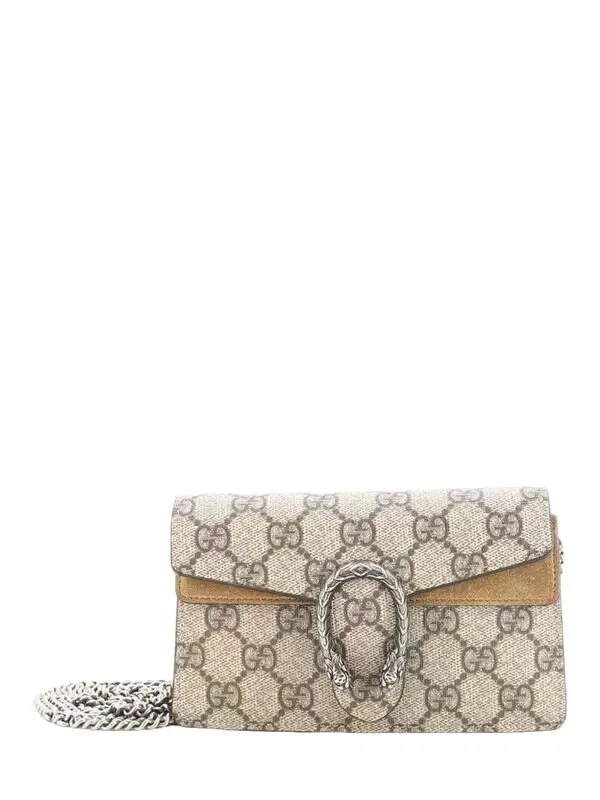 Gucci Dionysus Bag Gg Coated Canvas Super Mini Crossbody Bag - Brown