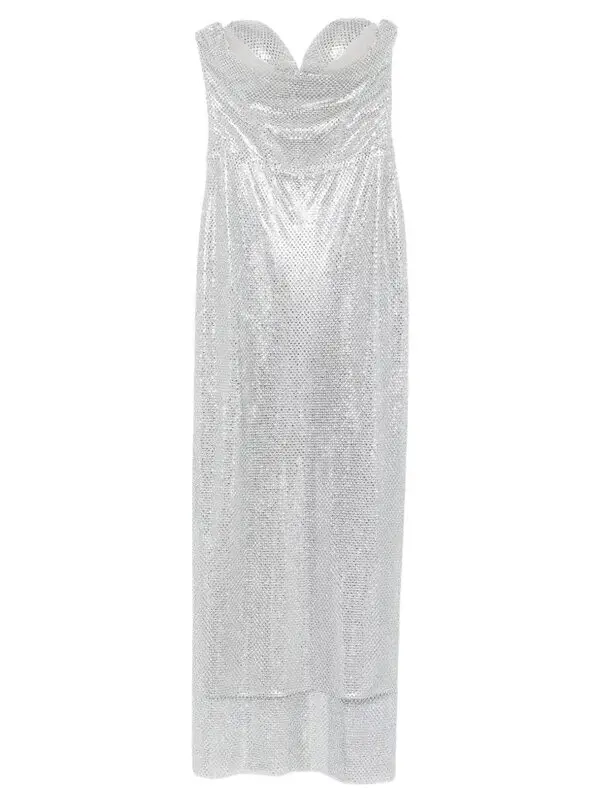MITILIANE COUTURE Crystal-embellished Mesh Maxi Dress - Silver