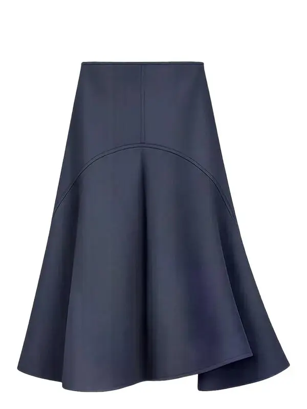 Plan C Panelled Asymmetric Midi Skirt - Blue