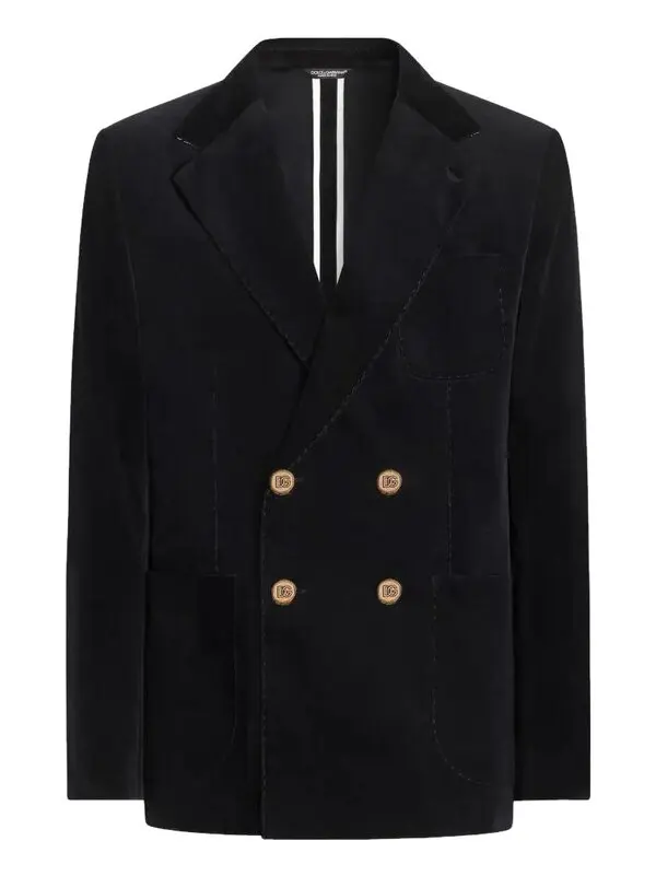 Dolce & Gabbana Portofino Double-breasted Velvet Jacket - Blue