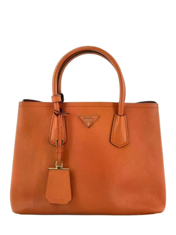 Prada Cuir Double Saffiano Leather Medium Tote Bag - Orange