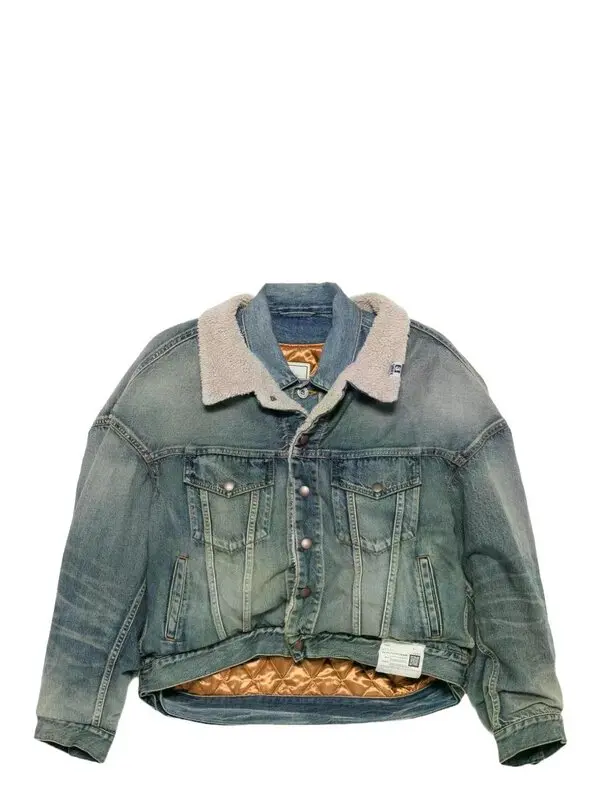 Mihara Yasuhiro Fleece-collar Denim Jacket - Blue